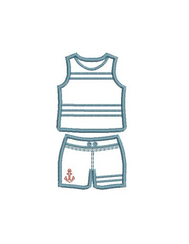 machine embroidery design applique Bathing Suit Swimsuit children boy