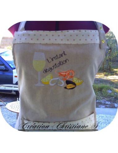 Instant download machine embroidery Mussel and white wine
