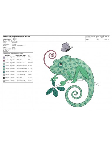 embroidery design the chameleon