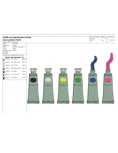 instant download machine embroidery paint tubes