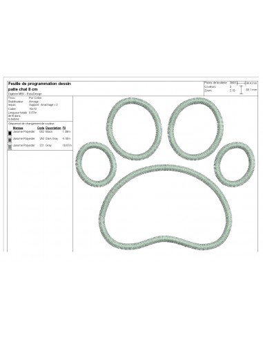 embroidery design cat paw