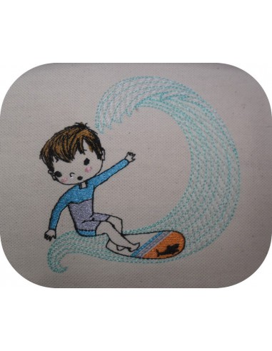 Machine embroidery design surfer