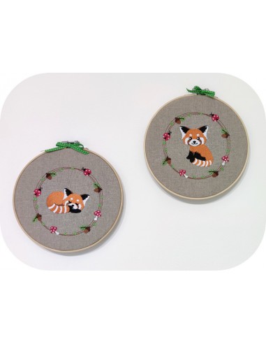 machine embroidery design sleeping red panda sitting