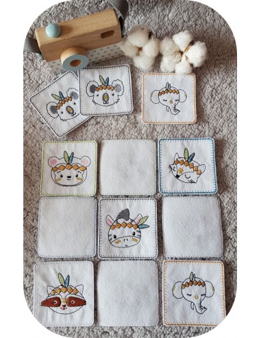instant download embroidery design montessori memory game ith