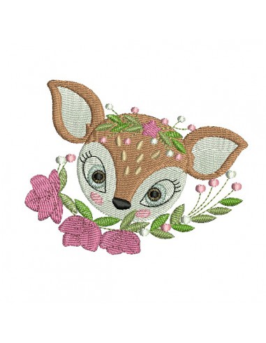 machine embroidery design doe with its flowers