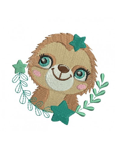 machine embroidery design sloth with stars