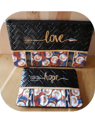 machine embroidery design Love pencil case ITH