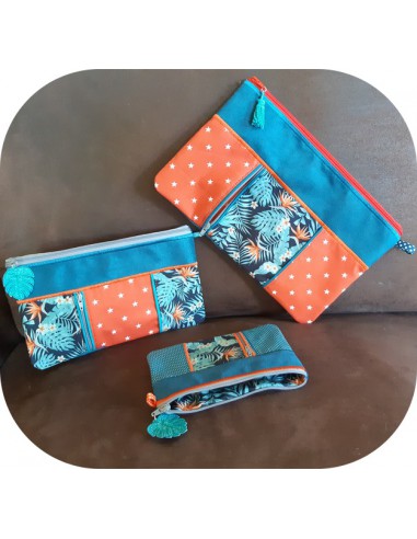 machine embroidery design two zip pencil case ITH