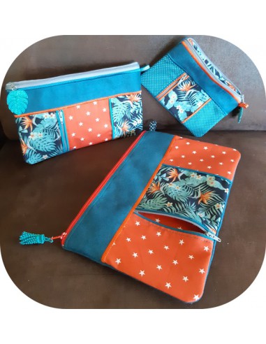 machine embroidery design two zip pencil case ITH