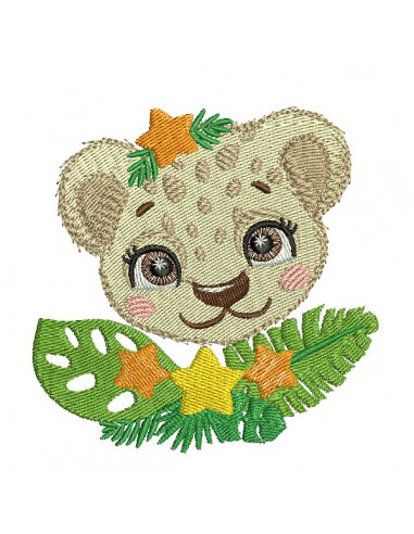 machine embroidery design Leopard with stars