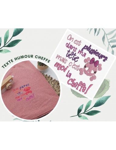 motif de broderie texte tête cheffe