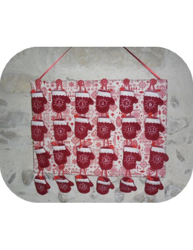 machine embroidery design mitten advent calendar