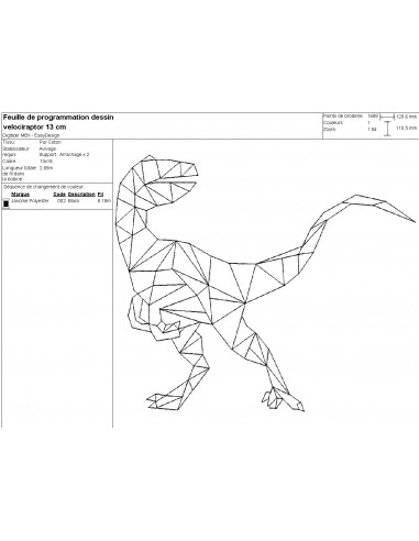 machine embroidery design velociraptor