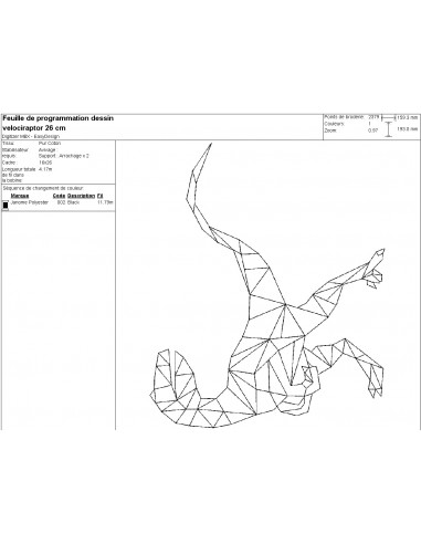 machine embroidery design velociraptor