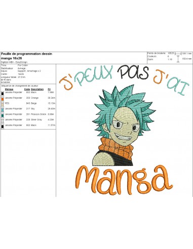 motif de broderie manga