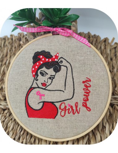 motif de broderie pin up girl power