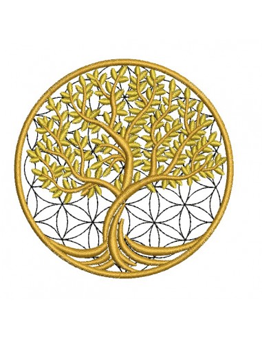 machine embroidery design tree and flower of life