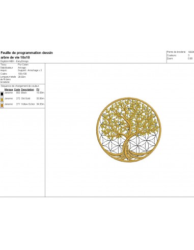 machine embroidery design tree and flower of life