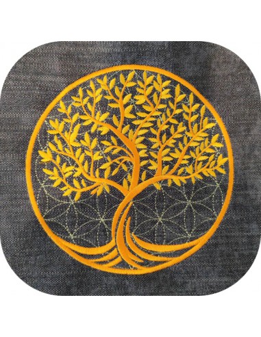 machine embroidery design tree and flower of life