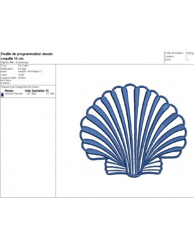 machine embroidery design scallop shell
