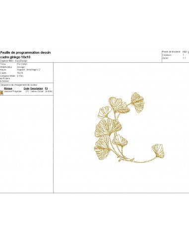motif de broderie ginkgo biloba