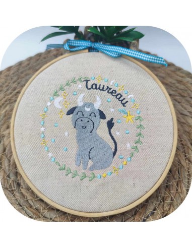 motif de broderie taureau signe astrologique