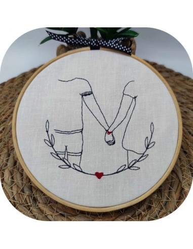 machine embroidery design women in love shaking hands