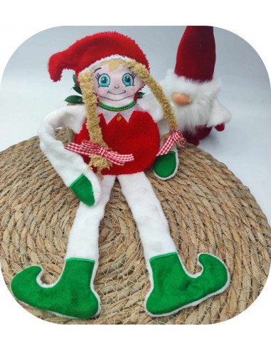 machine embroidery design Christmas girl elf