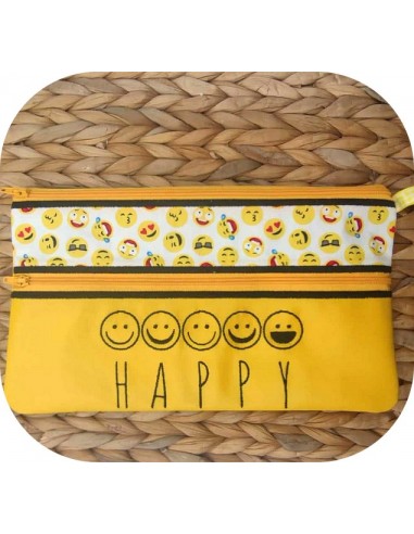 motif de broderie émoticône happy