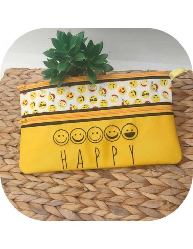 motif de broderie émoticône happy