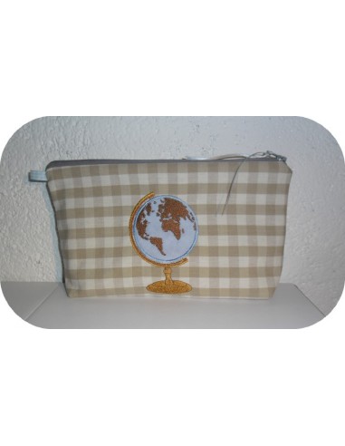 Instant download machine embroidery world map globe