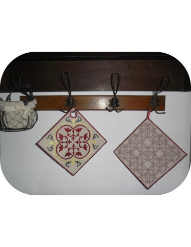 Instant download machine embroidery design Cement tile